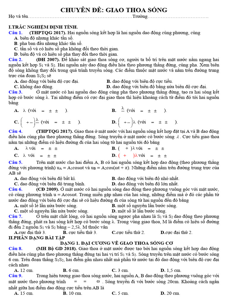 Giao Thoa Sóng Cơ SĐ | PDF