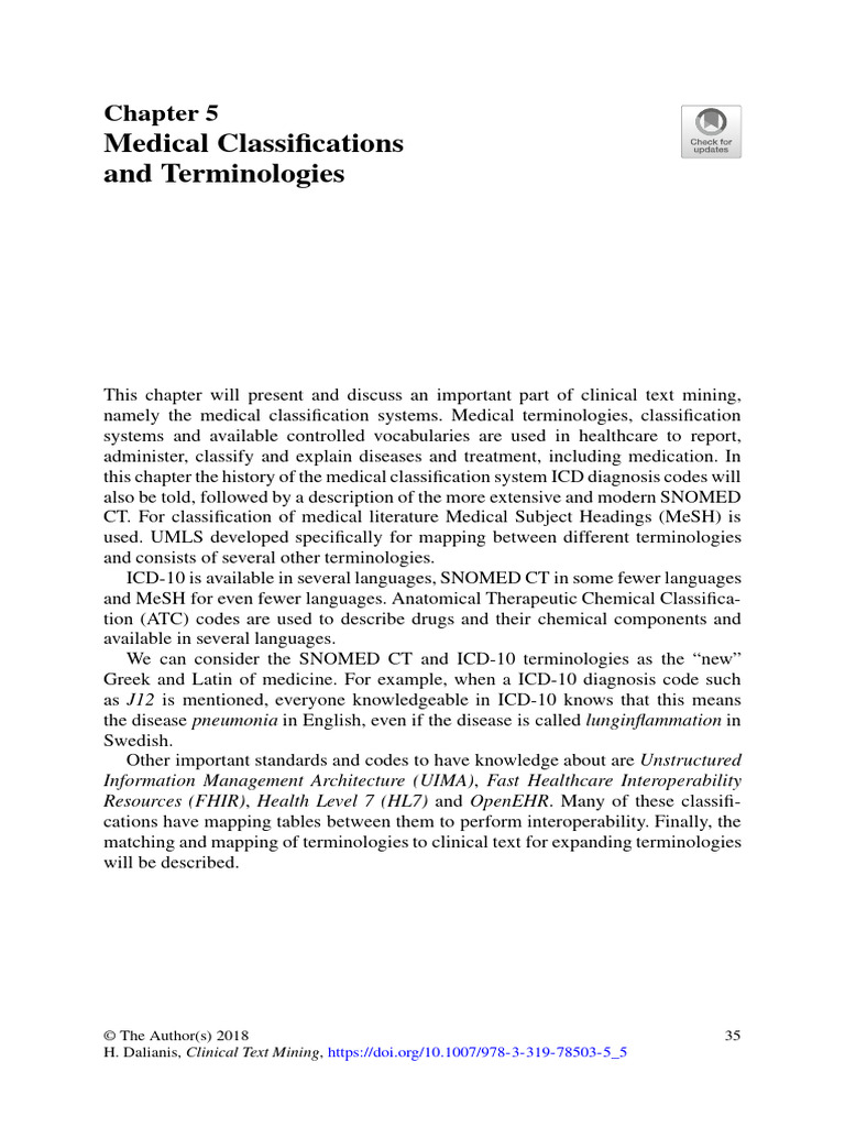 Medical Classifications and Terminologies | PDF | Medicine