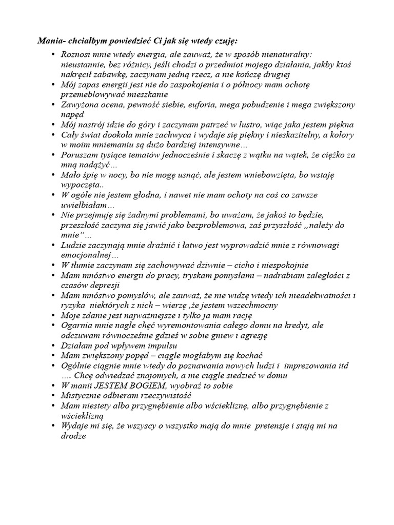 CHAD list o depresji, list o manii, 4 str | PDF