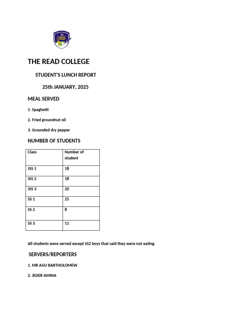 Trc Lunch Report | PDF