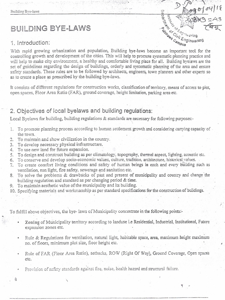 IOE Building Regulations and Plans | PDF