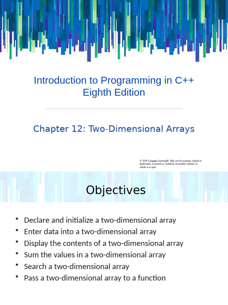 Chapter 12 Two Dimensional Arrays | PDF | Variable (Computer Science) | C++
