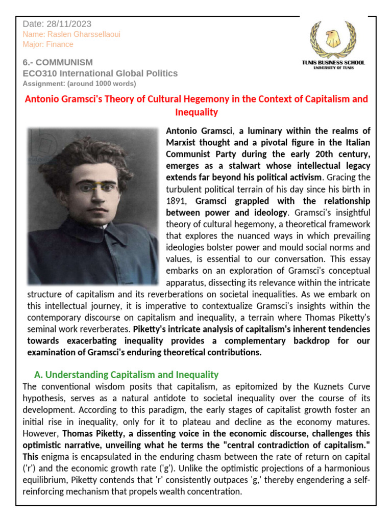 Raslen Gharssellaoui - Gramsci and Cultural Hegemony - Minor IBE | PDF | Antonio Gramsci ...