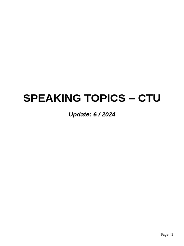 B1 - SPEAKING TOPICS IN CTU Newly Updated - T6 | PDF | Clothing | Healthy Diet