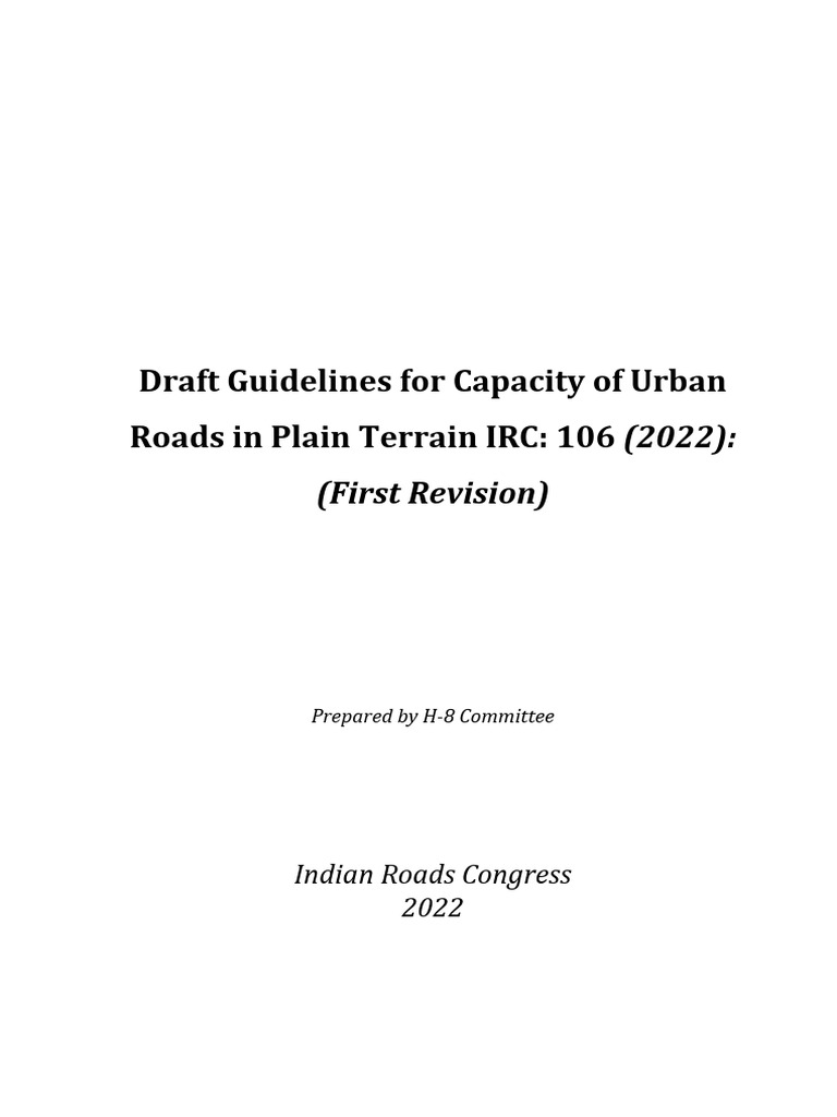 Urban Road Capacity Guidelines IRC 106 | PDF | Traffic | Road