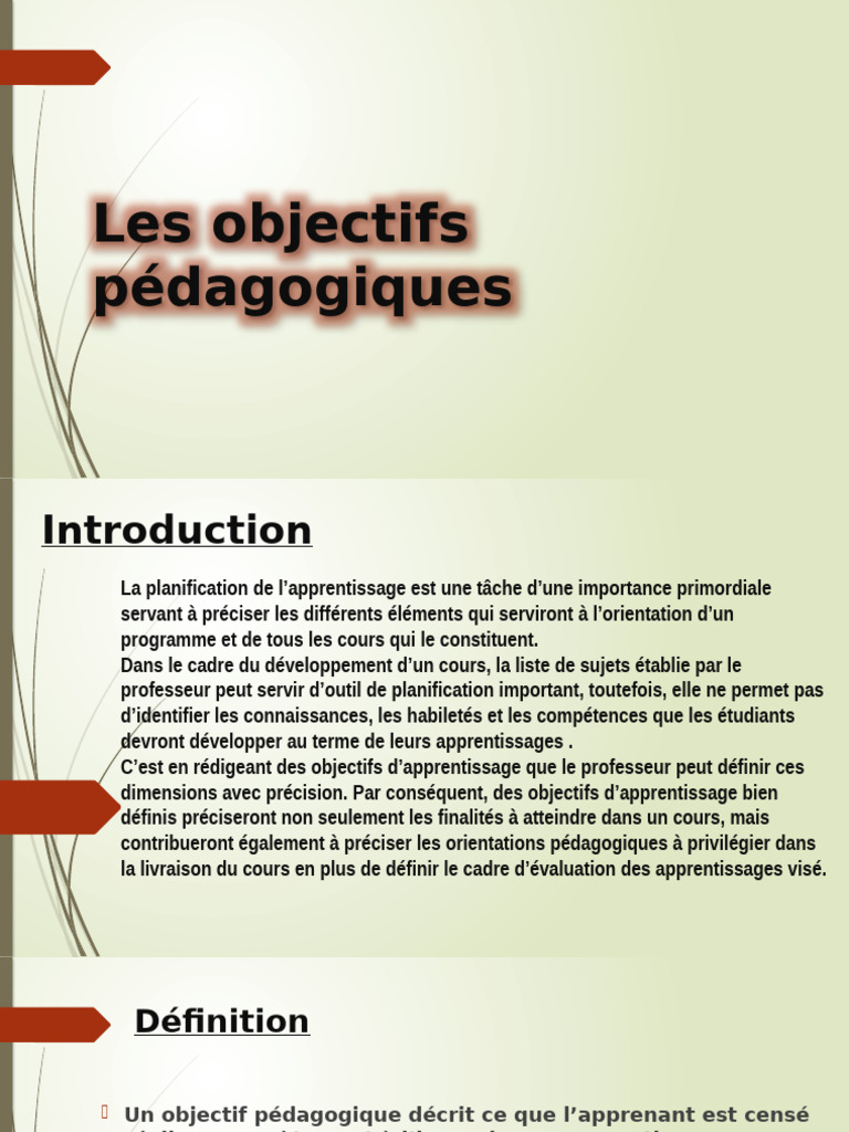 Définir des objectifs pédagogiques clairs | PDF | Pédagogie | Apprentissage