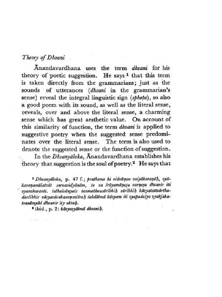 Theory of Dhvani | PDF