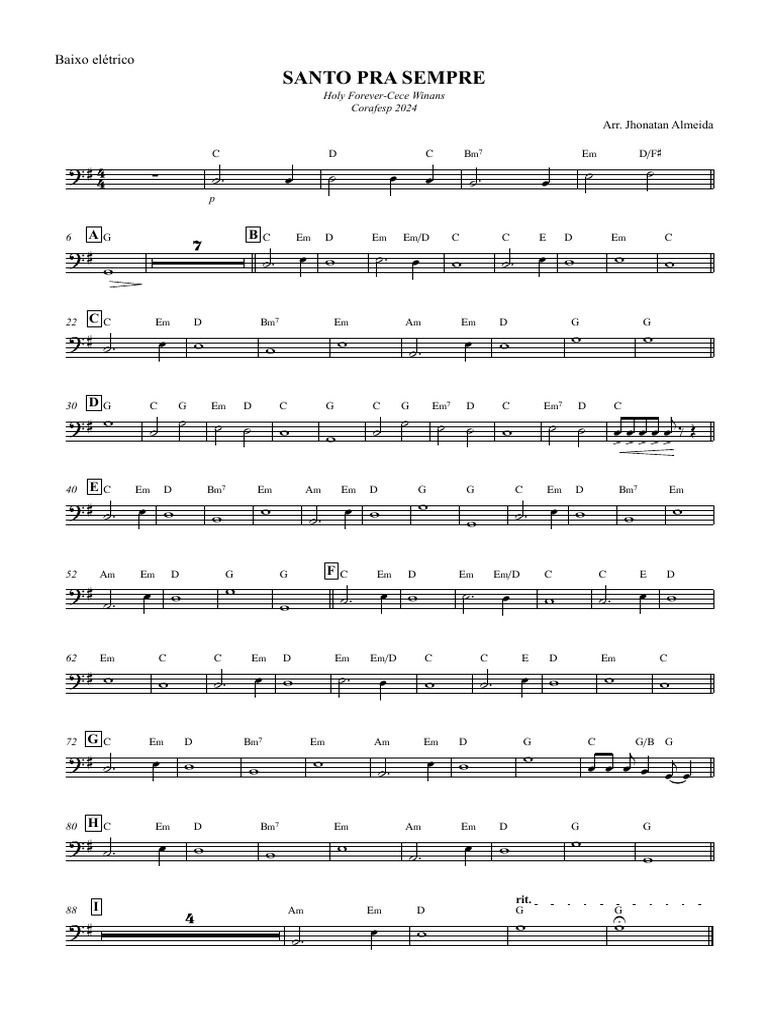 SANTO PRA SEMPRE Corafesp 2024 - Baixo elétrico | PDF