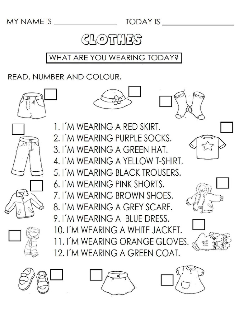 Clothes Worksheet | PDF