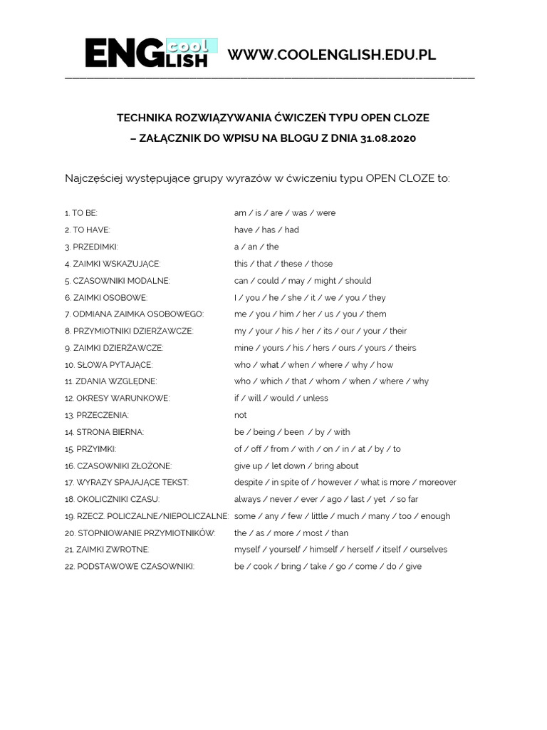 Technika Rozwiazywania Cwiczen Typu Open Cloze | PDF
