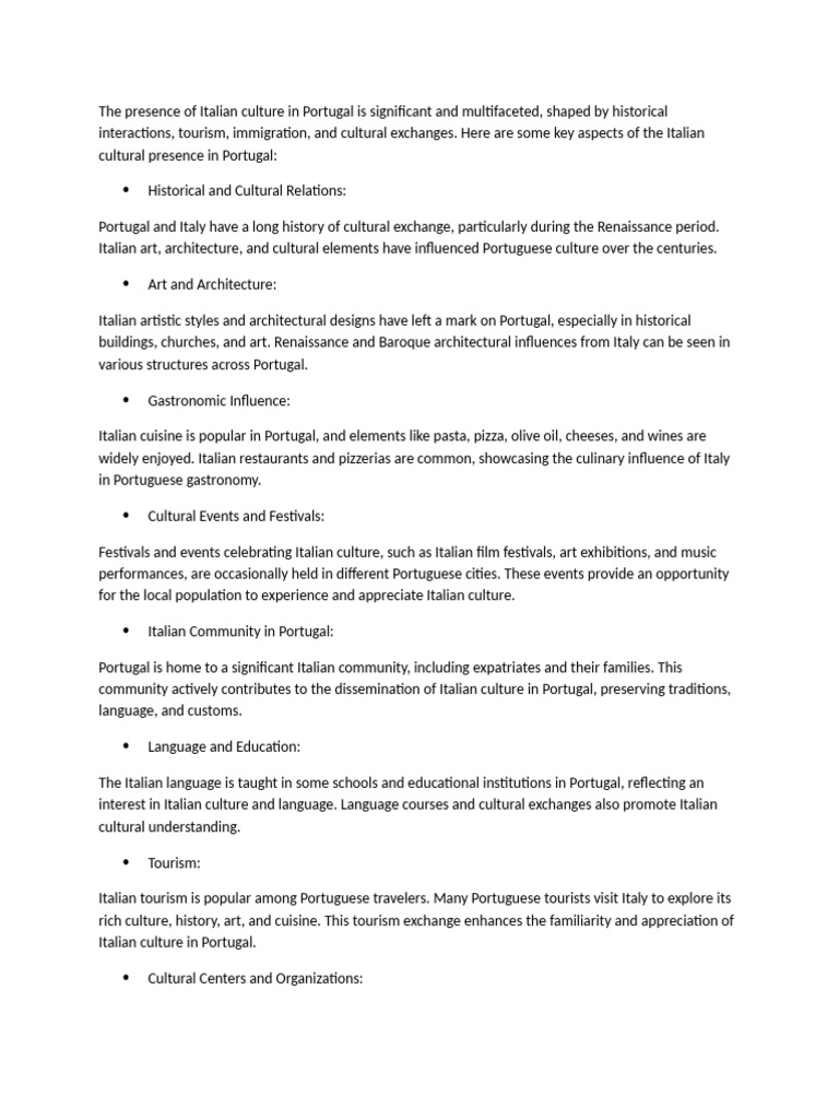 Italian influence | PDF | Italy | Portugal