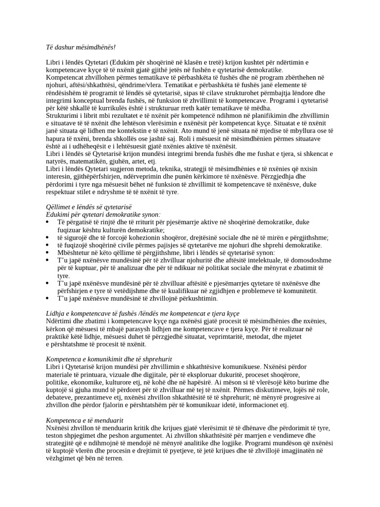 QYTETARIA 3 Hyrja | PDF