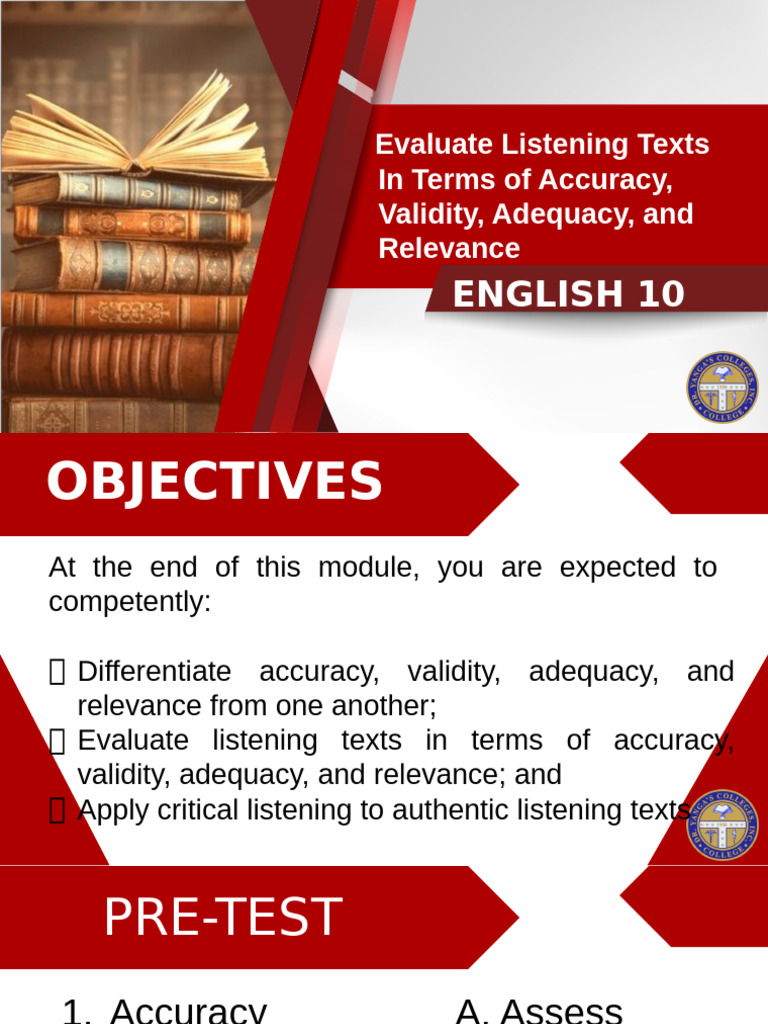 Lesson 3 - Evaluate Listening Texts - 2nd Quarter | PDF | Credibility ...