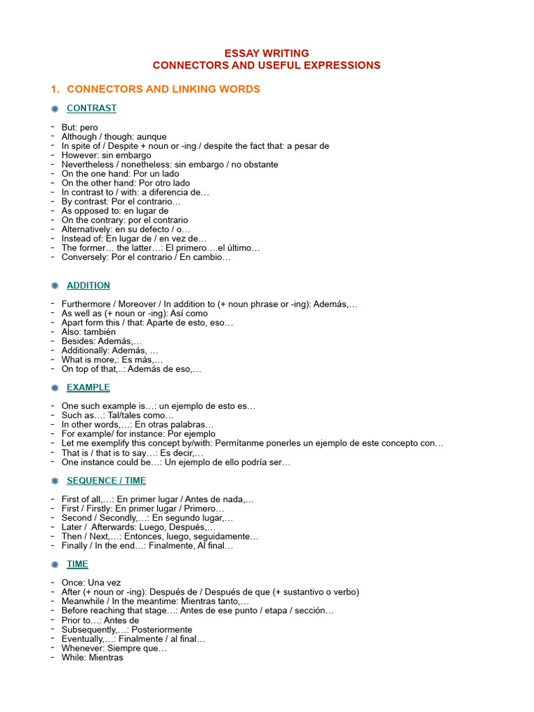 Connectors and Linking Words | PDF