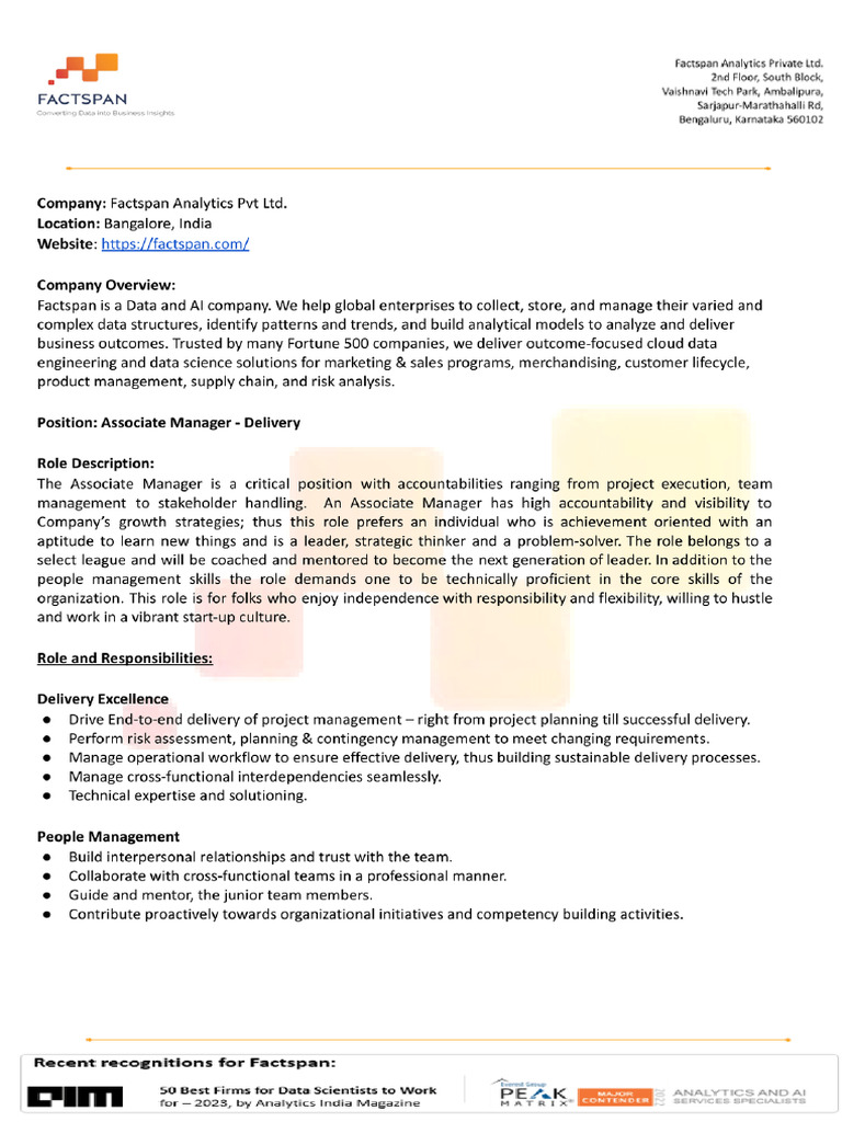 Associate - Manager - Delivery 2024 | PDF