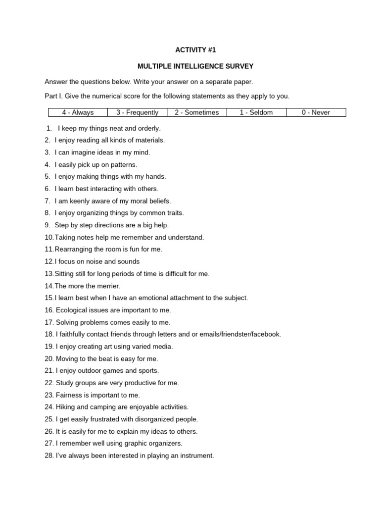 TAMOR MARIA LOU. MULTIPLE INTELLIGENCE SURVEY | PDF | Intelligence | Mind TAMOR MARIA LOU. MULTIPLE INTELLIGENCE SURVEY | PDF | Intelligence | Mind
