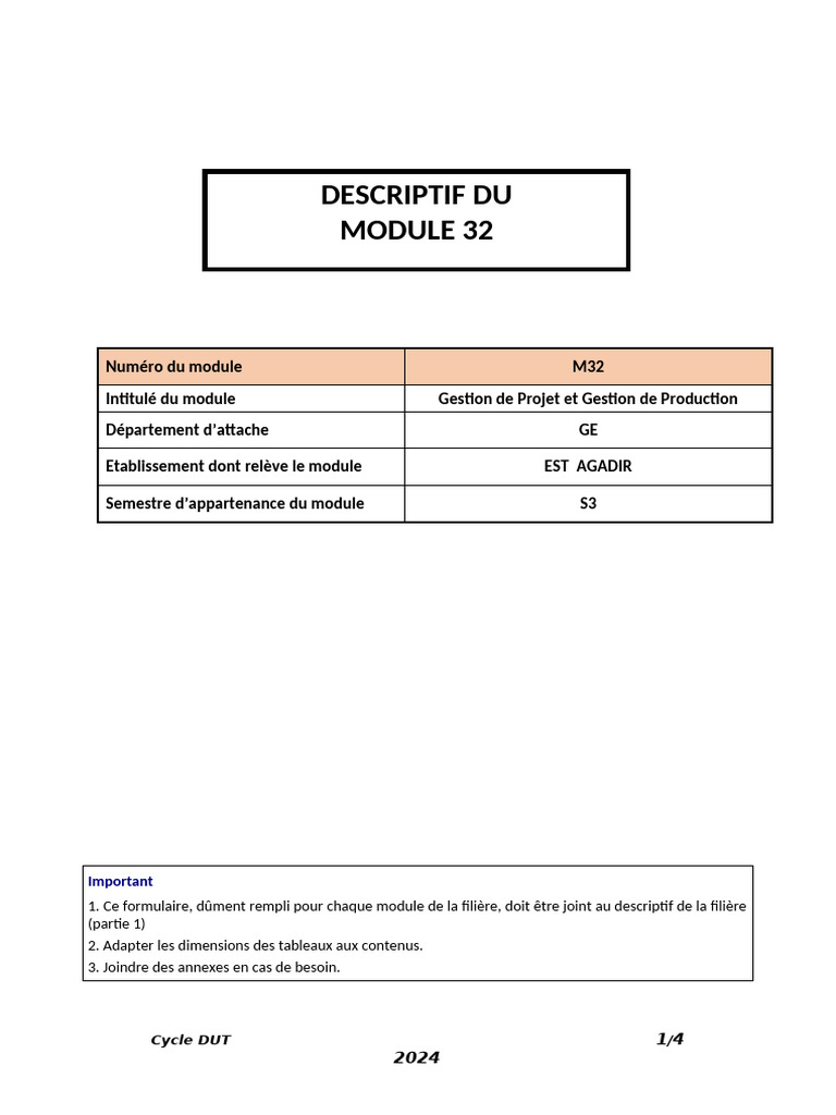 Gestion de Projet et Production DUT M32 | PDF | Production et fabrication