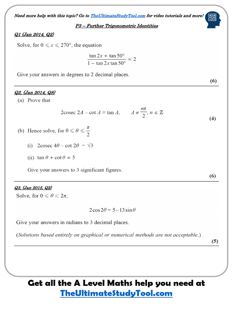A Level Maths: Trigonometry Help | PDF