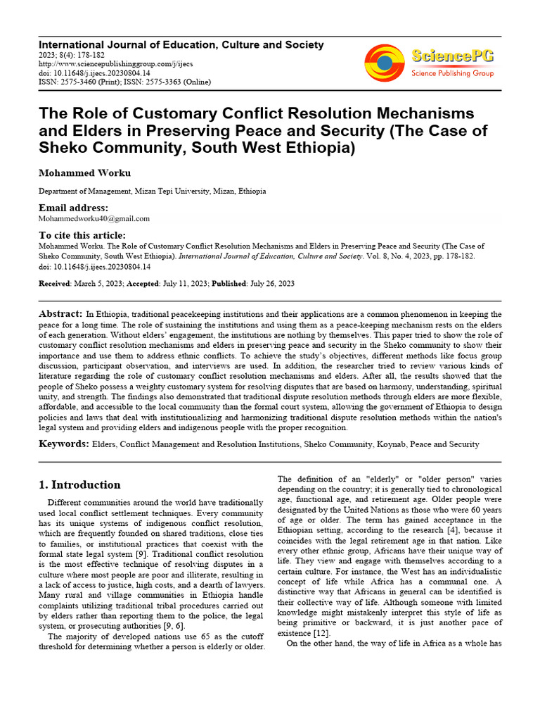 Customary Conflict Resolution in Sheko | PDF | Conflict Resolution ...