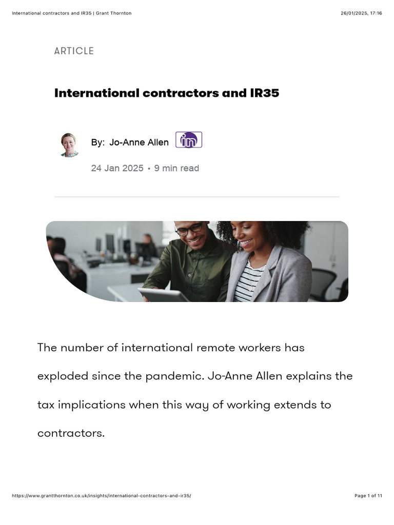 International Contractors and IR35 - Grant Thornton | PDF | Employment ...