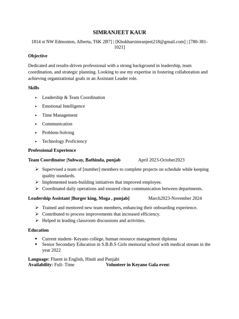 Assistant Team Leader | PDF