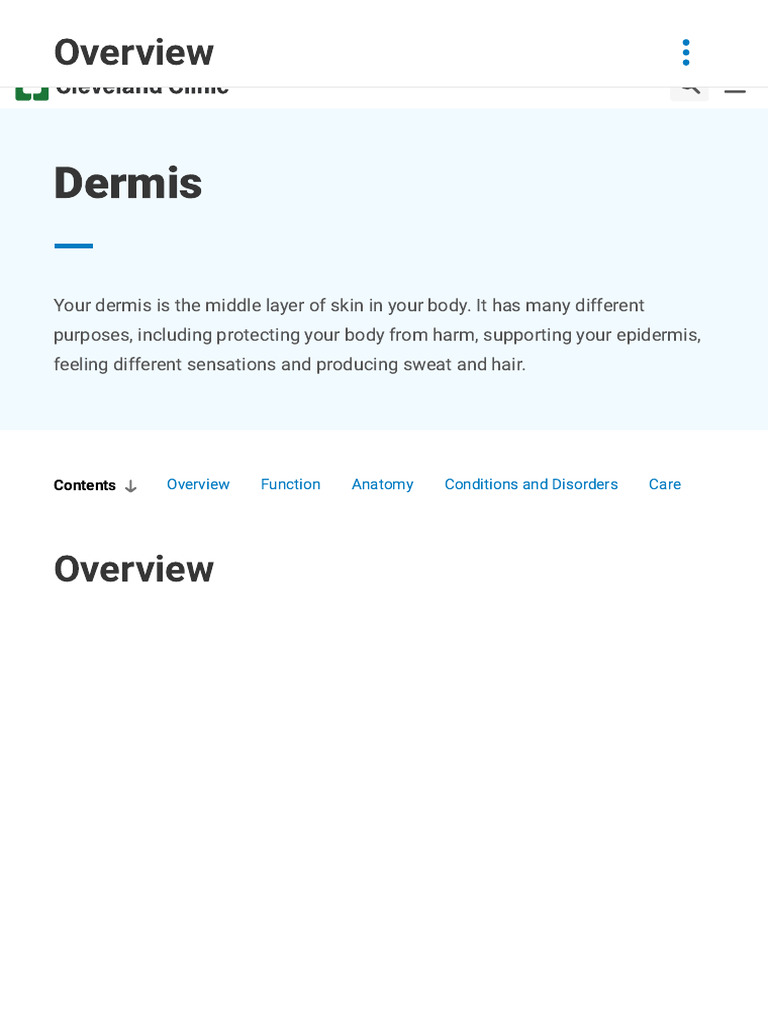 Dermis (Middle Layer of Skin)_ Layers, Function & Struc | PDF | Skin | Animal Anatomy