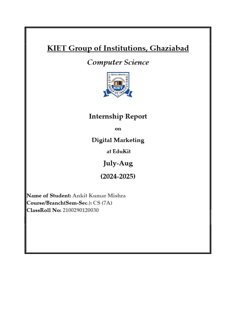 Internship Report 7th Sem | PDF | Digital Marketing | Marketing