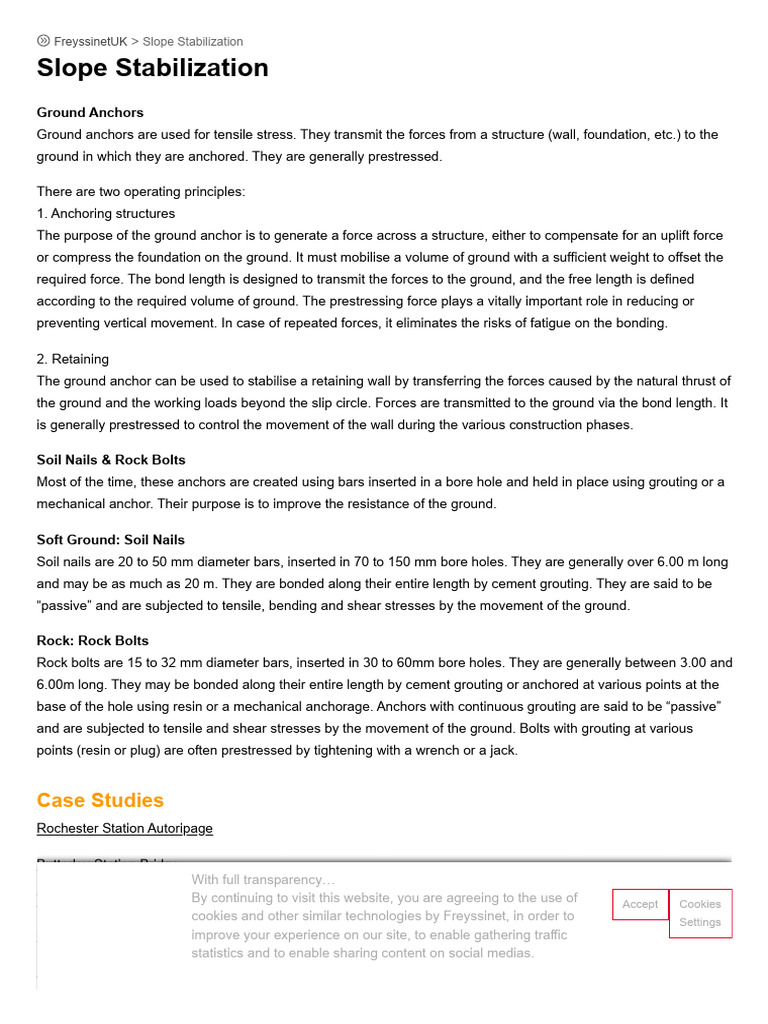 Slope Stabilization - FreyssinetUK | PDF | Civil Engineering ...