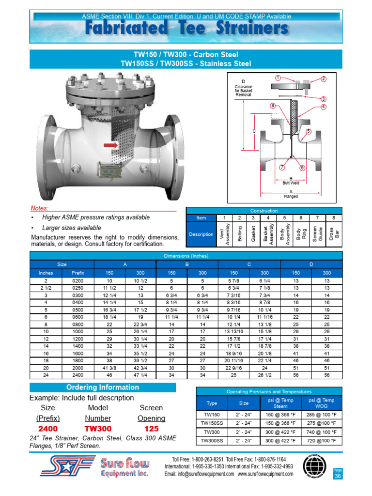 Fabricated Tee Strainers Specifications | PDF | Mechanical Engineering