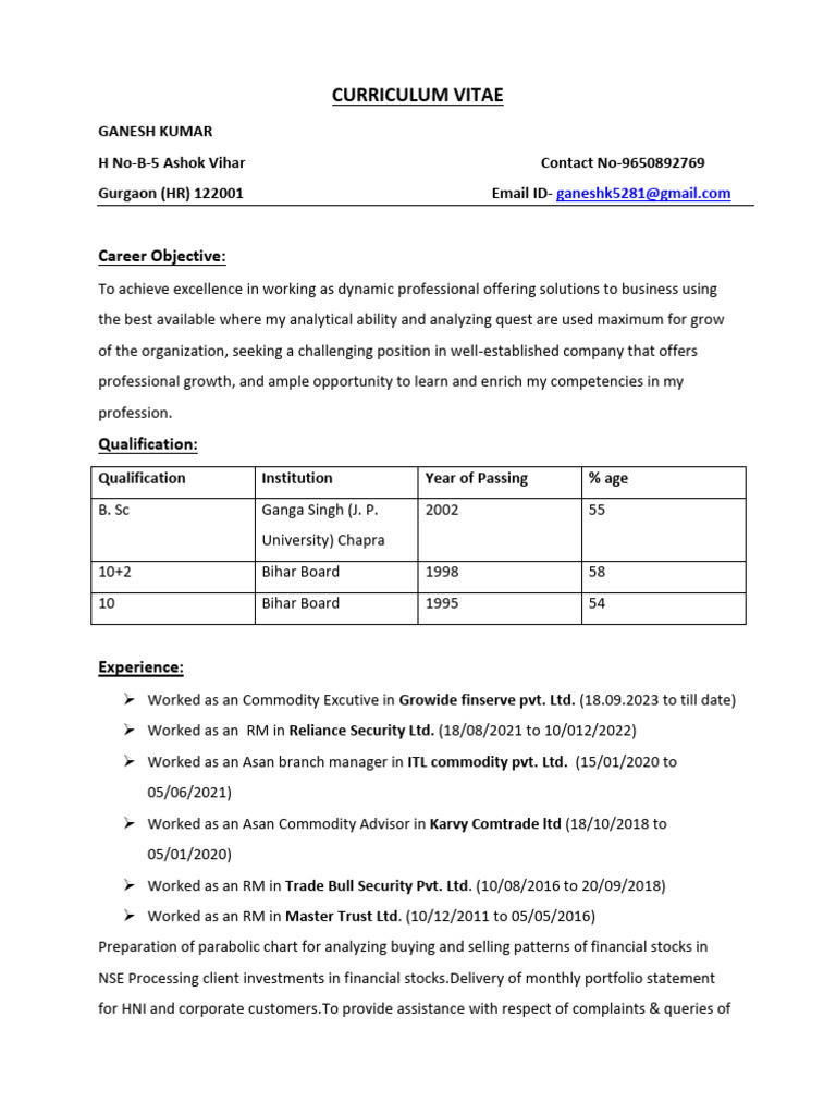 CV GANESH KUMAR | PDF