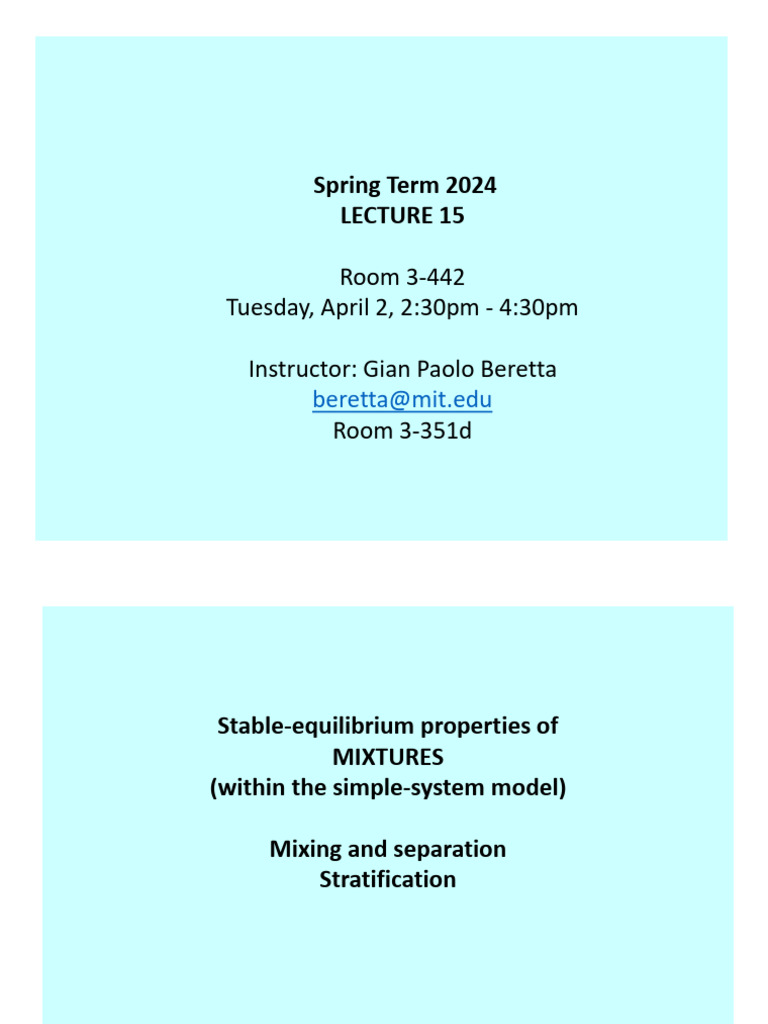 Lecture 15 - Stratification in Gas and Liquid Mixtures, Liquid-Vapor ...