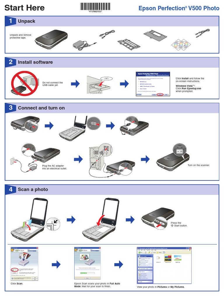 Epson v500 Quick Guide | PDF | Image Scanner | System Software