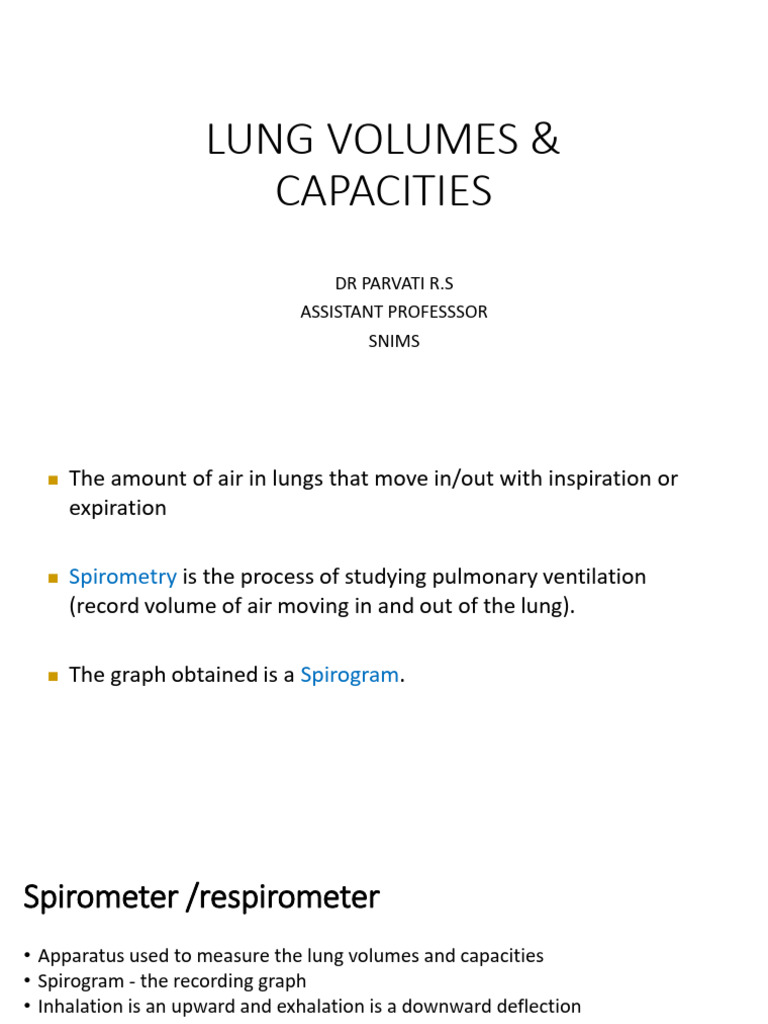 Lung Volumes and Capacities | PDF | Exhalation | Lung