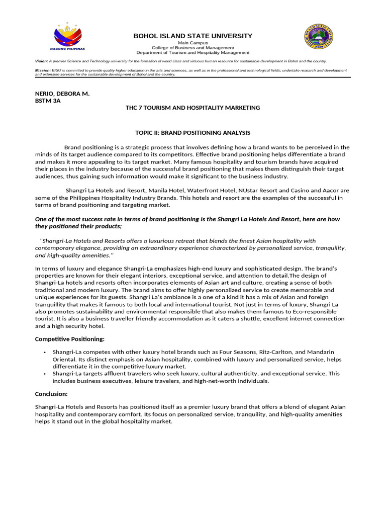 Aacor Hotels Brand Positioning Analysis | PDF | Hotel | Brand