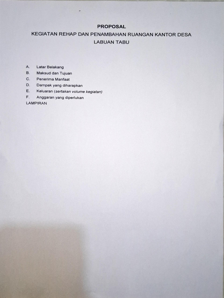 Proposal Rehap Kantor Desa Labuan Tabu | PDF
