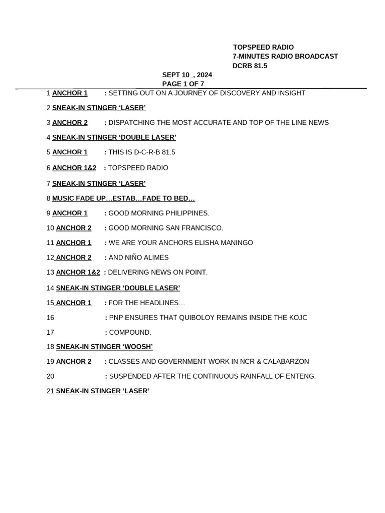 G3 Final Script Radio Broad 1 | PDF | Philippines