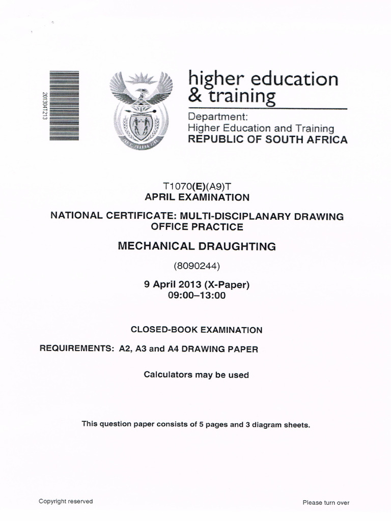Mechanical Draughting N4-QUESTION PAPER | PDF