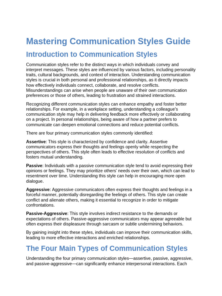 Mastering Communication Styles Guide | PDF | Communication | Empathy