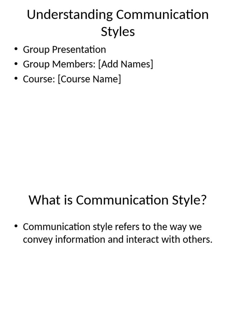 Communication Styles Presentation | PDF