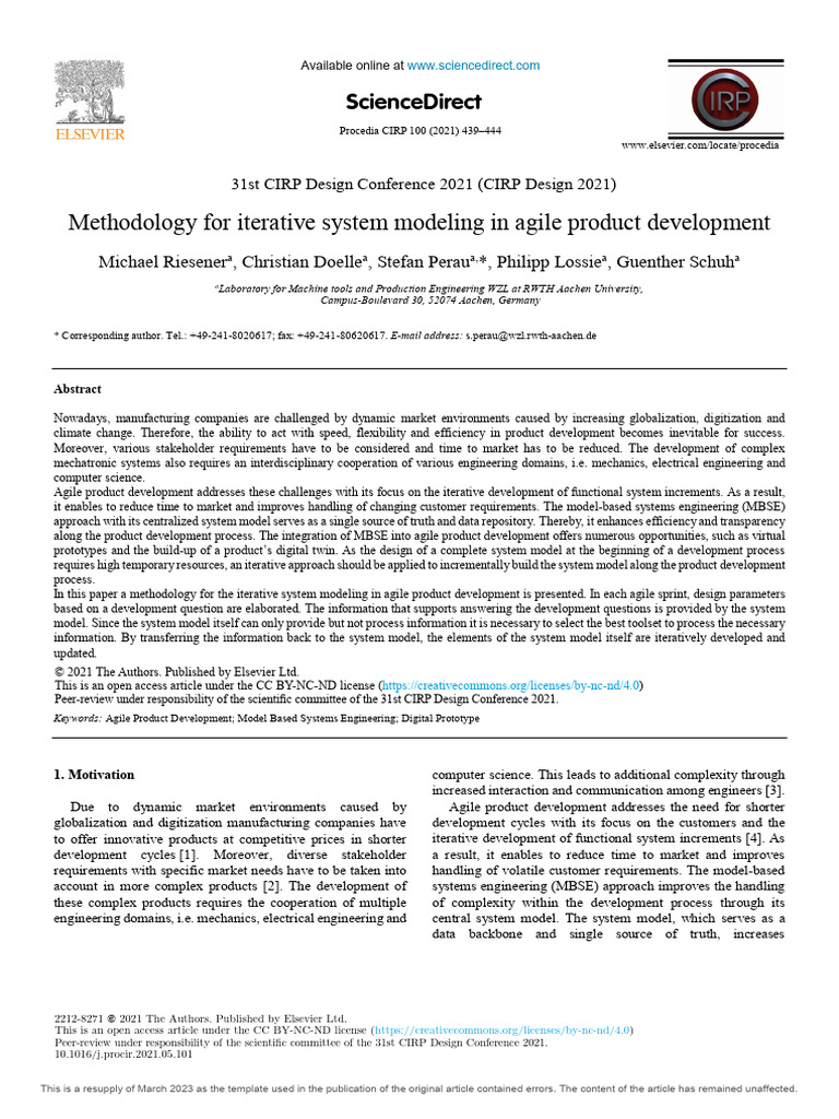 Methodology For Iterative System Modeling in Agile Product Development | PDF | Software ...