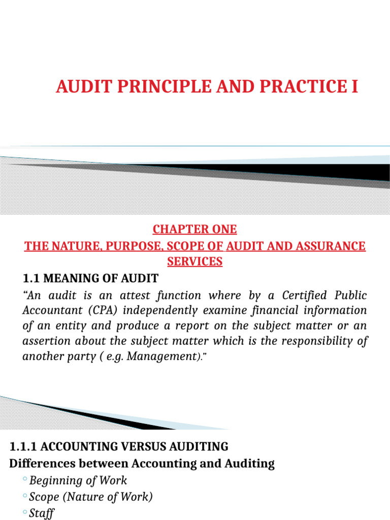 AUDIT PRINCIPLE AND PRACTICE I Tutorial Material | PDF | Audit | Auditor's Report