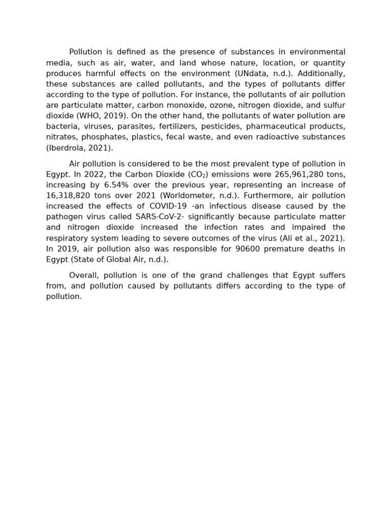 Egypt's Air Pollution Statistics 2022 | PDF