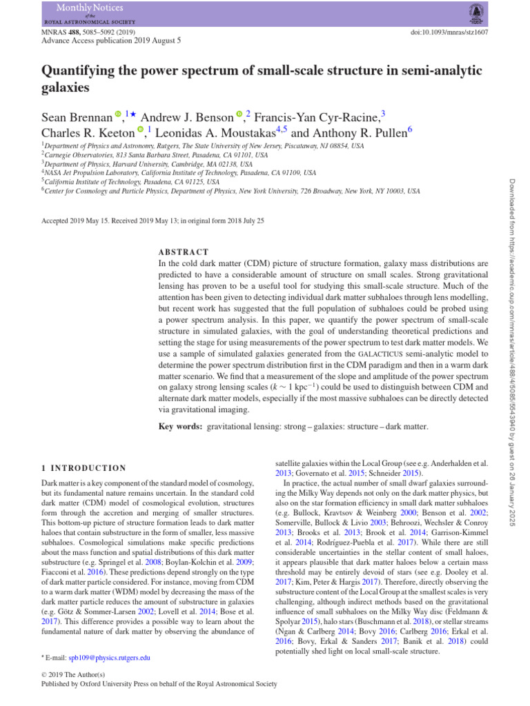 Quantifying The Power Spectrum of Small-Scale Structure in Semi ...