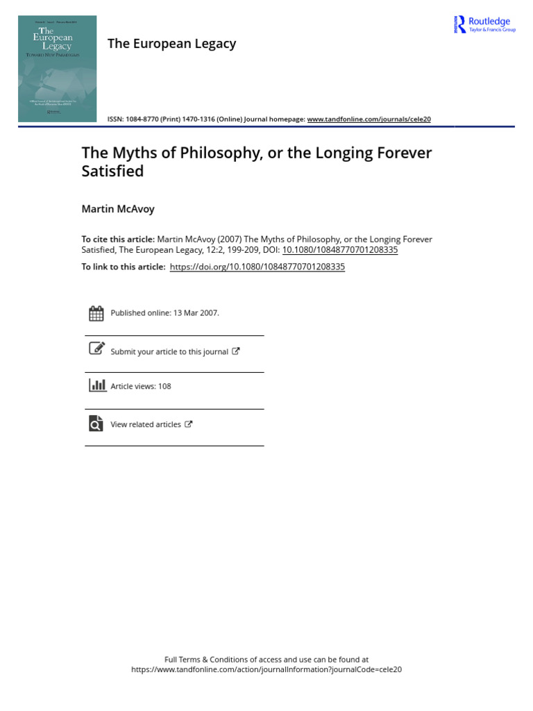 The Myths of Philosophy or The Longing Forever Satisfied | PDF | Plato ...