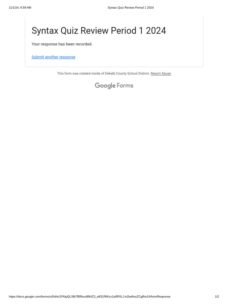 Syntax Quiz Review Period 1 2024 | PDF