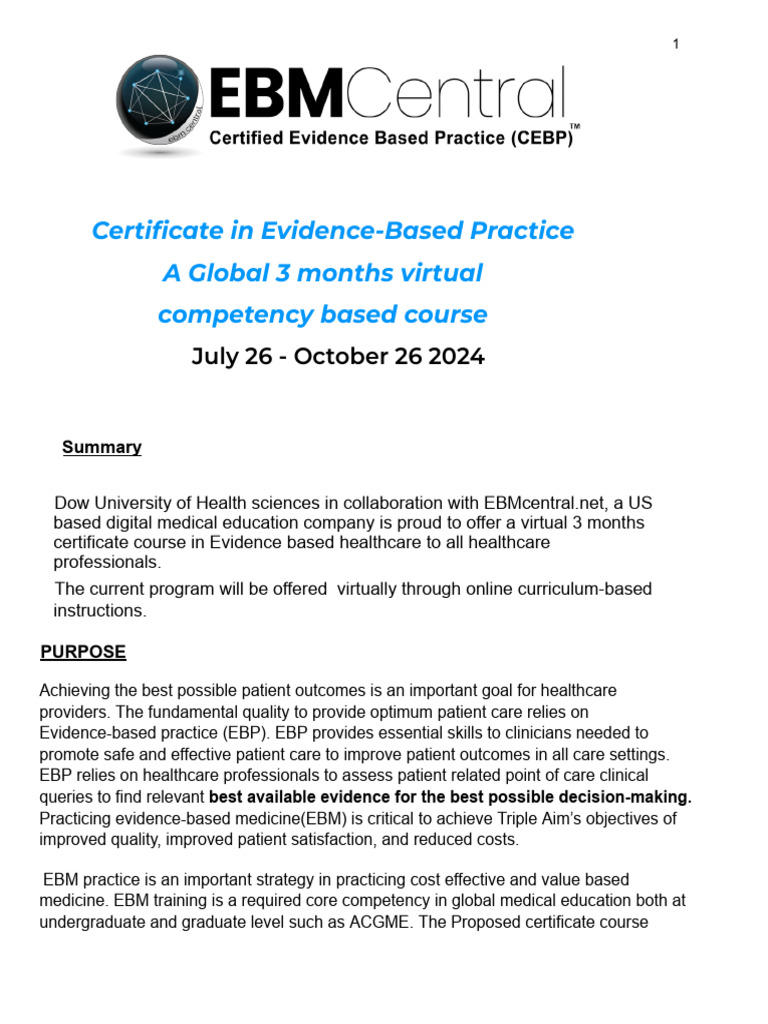 Final EBP Course Syllabus and Schedule | PDF | Evidence Based Medicine ...