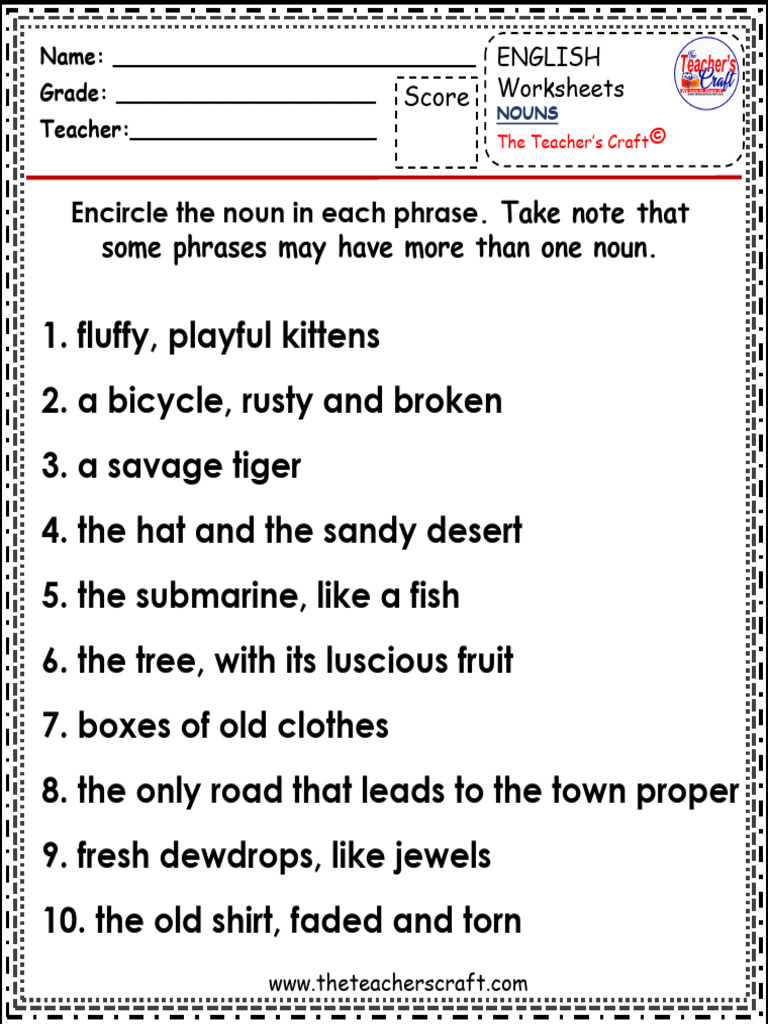 Noun Worksheets for Grade 3 Students | PDF