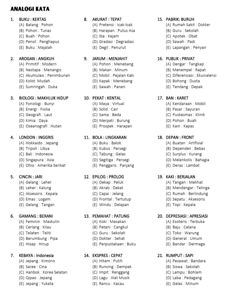 Analogi Kata | PDF