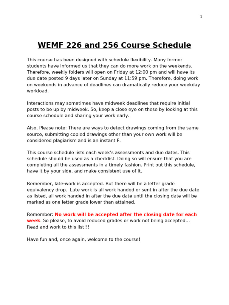 WEMF 226 002 Schedule FA24 | PDF