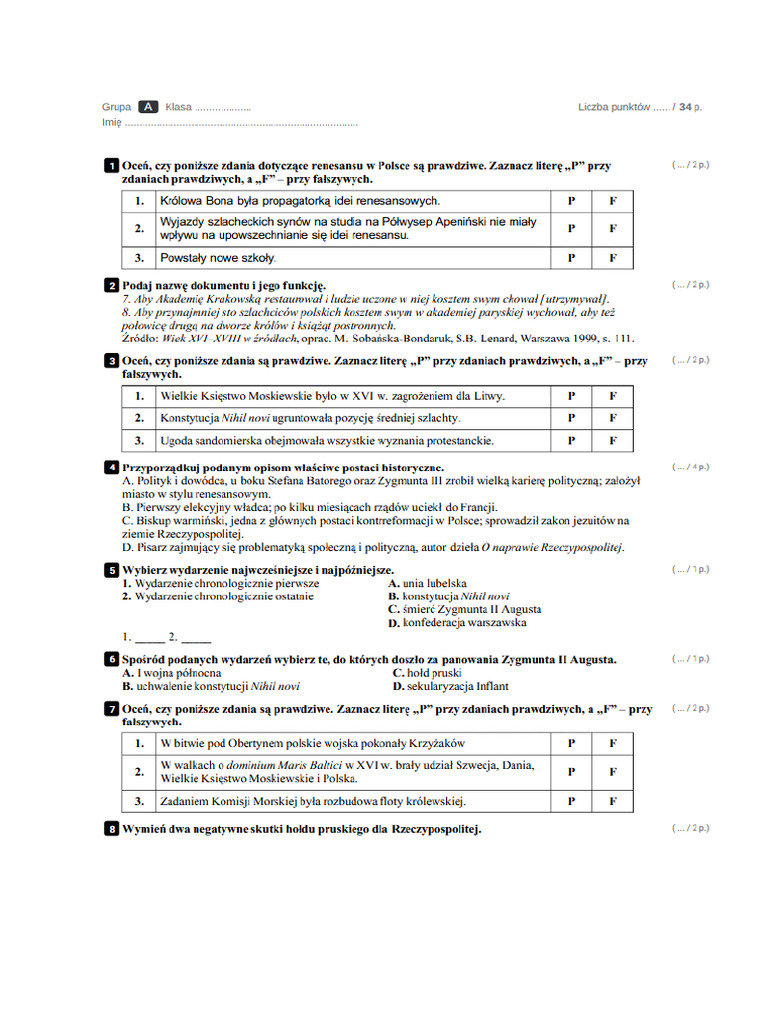 sprawdzian historia dzial 2 | PDF